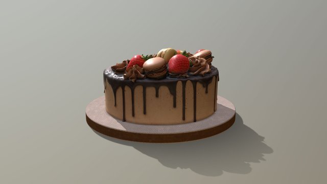 Chocolate Strawberry Drip Cake 3D Model in Sweets 3DExport