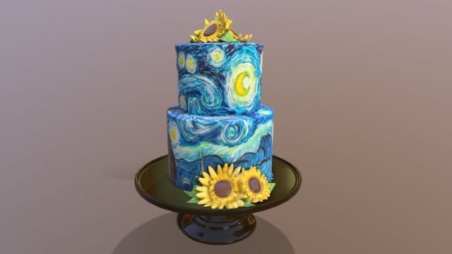 Van Gogh - Starry Night Cake Modelo 3D in Сonfección 3DExport