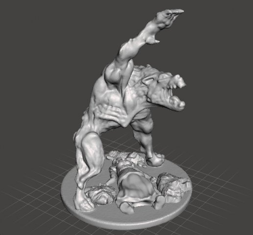MUTANT WEREWOLF WITH VICTIM MINIATURE MODEL FOR FANTASY HORROR GAMES ...