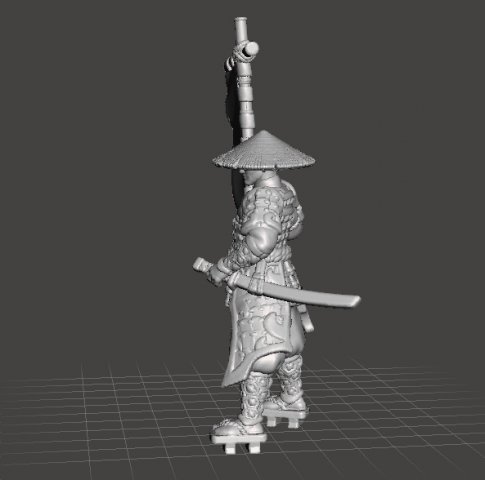 JAPANESE SAMURAI STANDARD BEARER MINIATURE MODEL FOR FANTASY GAMES DND ...