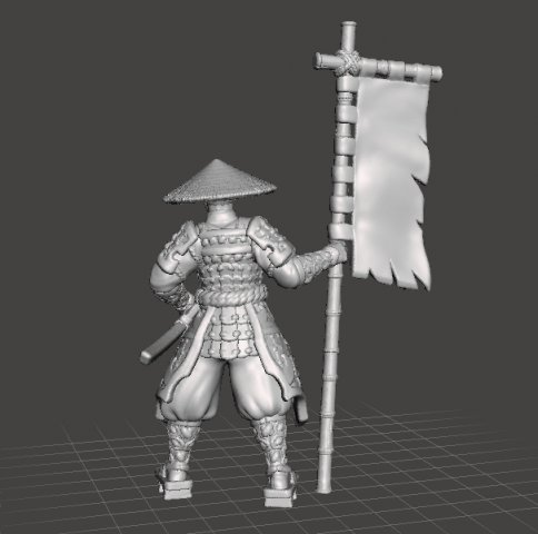 JAPANESE SAMURAI STANDARD BEARER MINIATURE MODEL FOR FANTASY GAMES DND ...