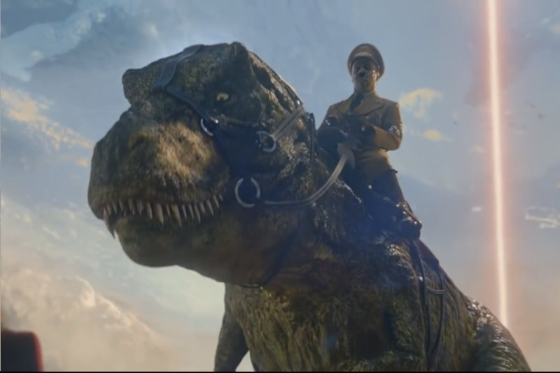 WOLFENSTEIN HITLER ON T-REX MINIATURE MODEL FIGURE SCIFI FANTASY GAMES ...