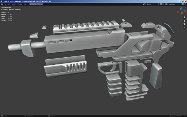 Sci-Fi - Cyberpunk Pistol 3D Model in Pistol 3DExport