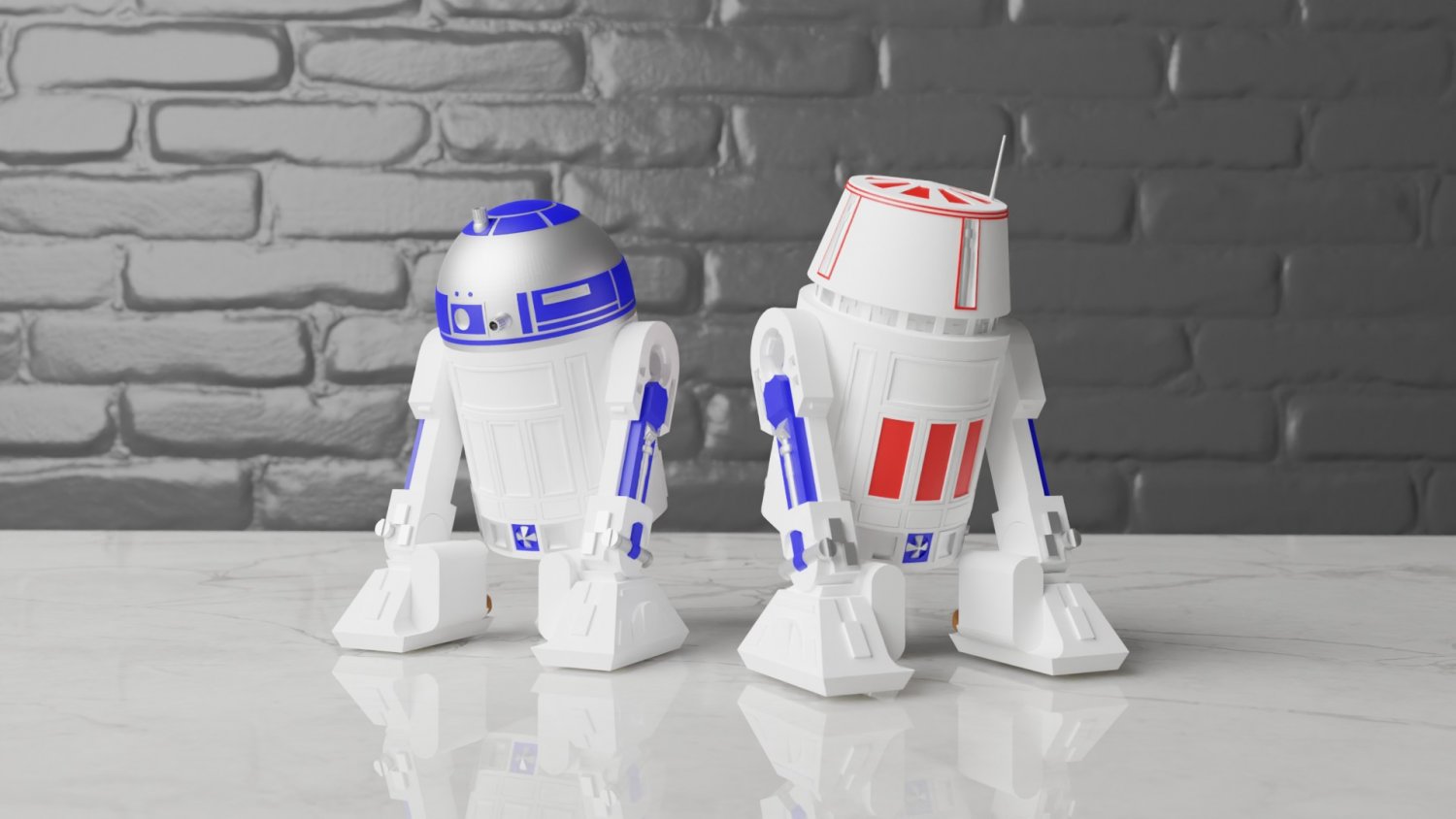 deluxe fully articulated r2-d2 and r5-d4 3D Print Models in SCI-FI 3DExport