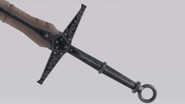 Dragon Bone Two Handed Sword from Skyrim 3D Model in Game Assets 3DExport