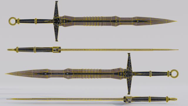 Dragon Bone Two Handed Sword from Skyrim 3D Model in Game Assets 3DExport