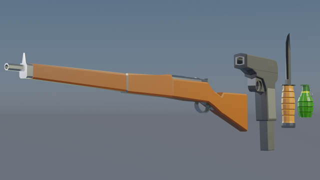 World War Low Poly Weapons Pack 3D Model in Assault Rifles 3DExport