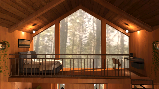 The interior of the house on a tree in the Barnhouse style 3D Модель in Гостинная 3DExport