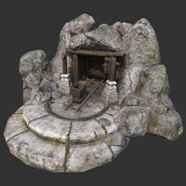 old abandoned mine 3D Model in Environment 3DExport