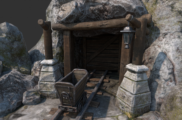 old abandoned mine 3D Model in Environment 3DExport