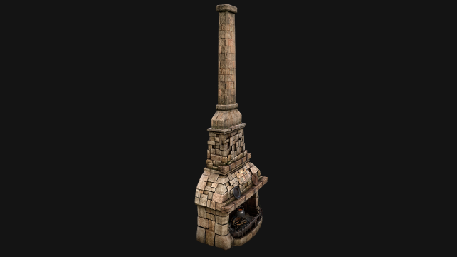 Medieval Fireplace Chimney 3D Model in Kitchen 3DExport