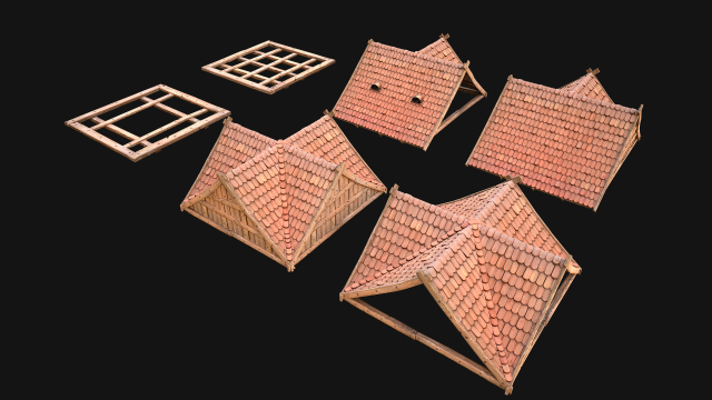 Medieval Corner Roof 3D Model in Miscellaneous 3DExport