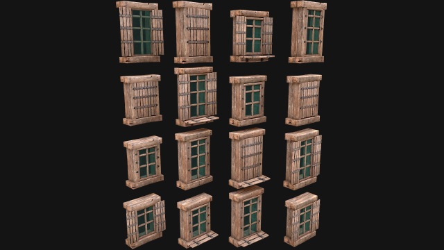 Medieval Windows Set 3D Model in Miscellaneous 3DExport