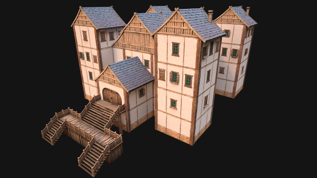 Medieval City Building Barracks Fortress 3D Model in Buildings 3DExport