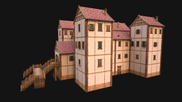 Medieval City Building Barracks Fortress 3D Model in Buildings 3DExport