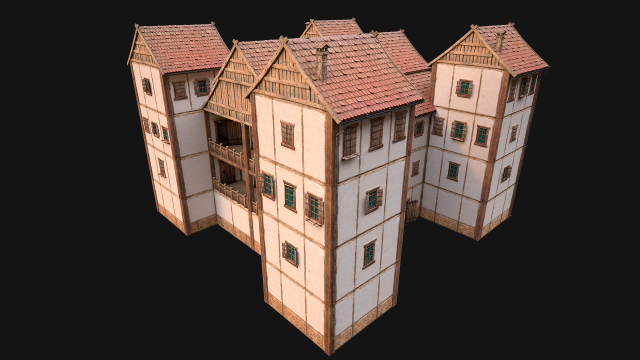 Medieval City Building Barracks Fortress 3D Model in Buildings 3DExport