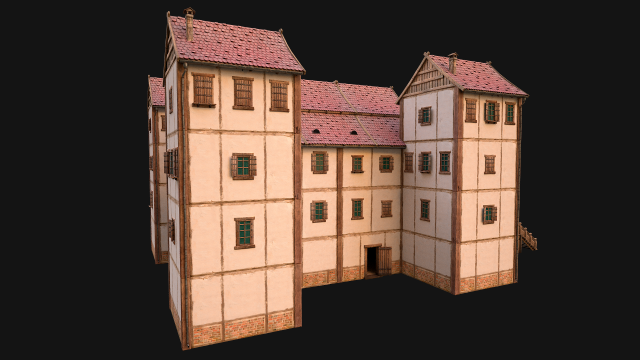 Medieval City Building Barracks Fortress 3D Model in Buildings 3DExport