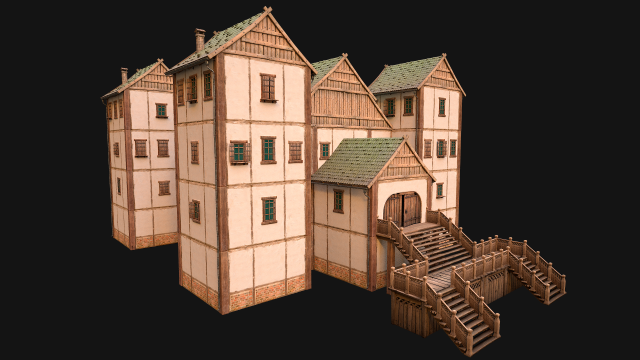 Medieval City Building Barracks Fortress 3D Model in Buildings 3DExport