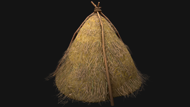 Haystack Stack of Hay Large Pile 3D Model in Grass and Ground Cover ...