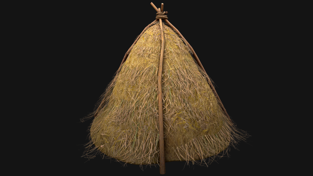 Haystack Stack of Hay Large Pile 3D Model in Grass and Ground Cover ...