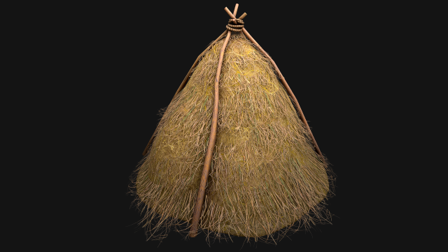 Haystack Stack of Hay Large Pile 3D Model in Grass and Ground Cover ...