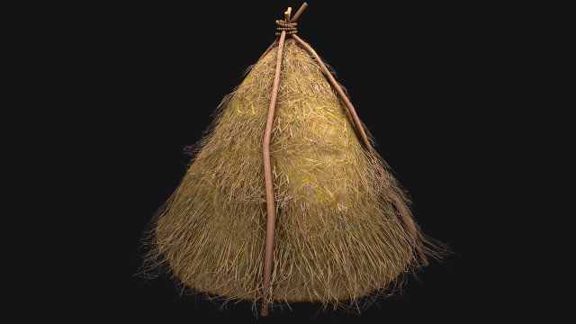 Haystack Stack of Hay Large Pile 3D Model in Grass and Ground Cover ...