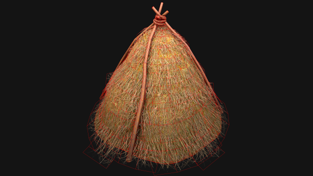 Haystack Stack of Hay Large Pile 3D Model in Grass and Ground Cover ...