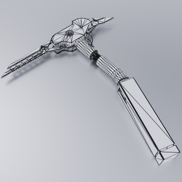 Sci-fi pickaxe lowpoly PBR 3D Model in Tools 3DExport