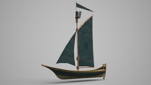 Medieval ancient small sailboat 3D Model in Sailboat 3DExport