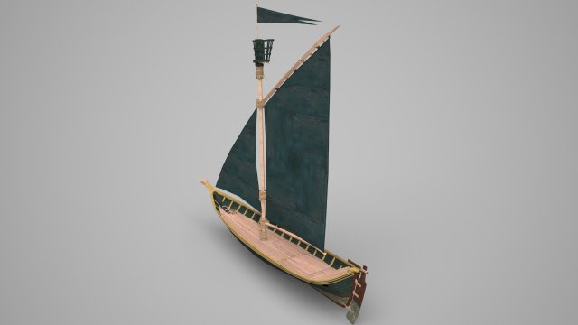 Medieval ancient small sailboat 3D Model in Sailboat 3DExport