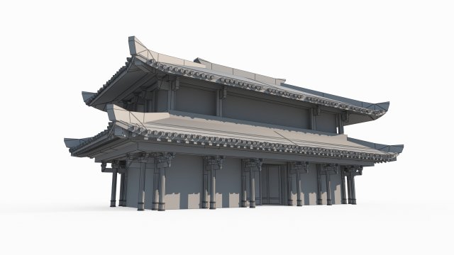 East Asian ancient architecture barracks palace 3D Model in Buildings ...