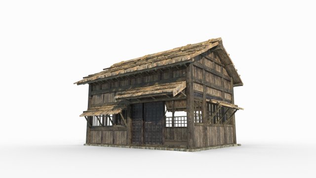 Ancient East Asian Architecture Wooden Houses 3D Model in Buildings ...