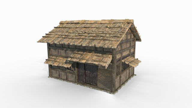 Ancient East Asian Architecture Wooden Houses 3D Model in Buildings ...