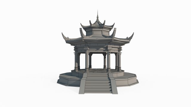 East Asian ancient architecture octagonal pavilion 3D Model in ...