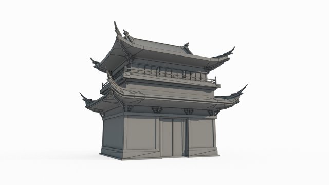 East Asian Ancient Architecture Partial Hall 3D Model in Buildings 3DExport