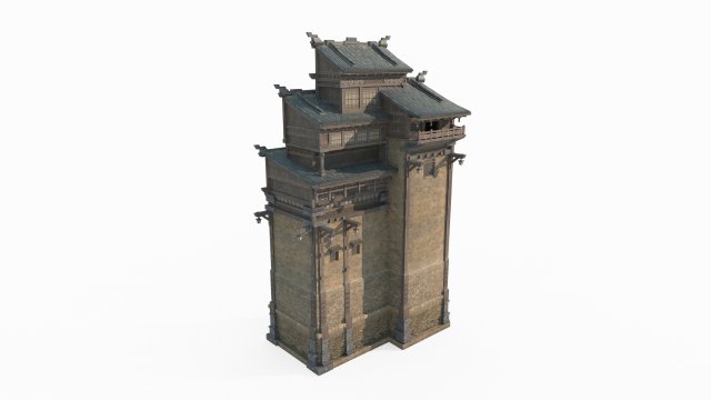 East Asian Ancient Architecture Defense Building 3D Model in Buildings ...