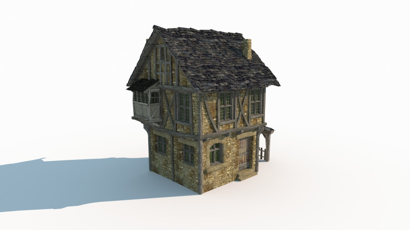 Medieval two-story house 3D Model in Buildings 3DExport
