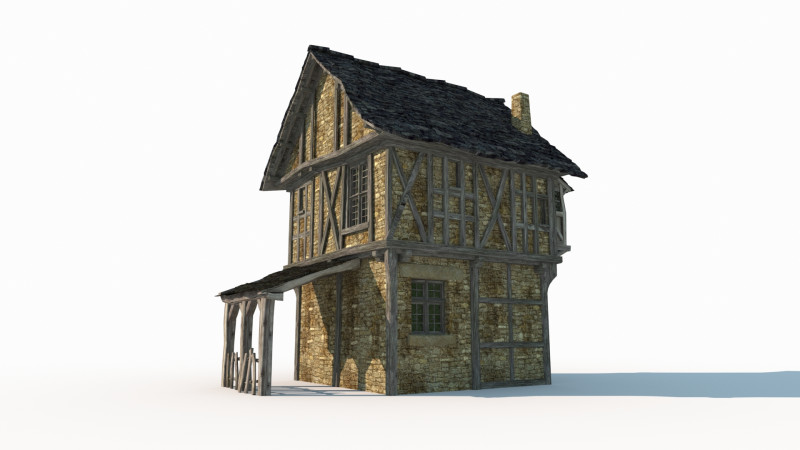 Medieval two-story house 3D Model in Buildings 3DExport