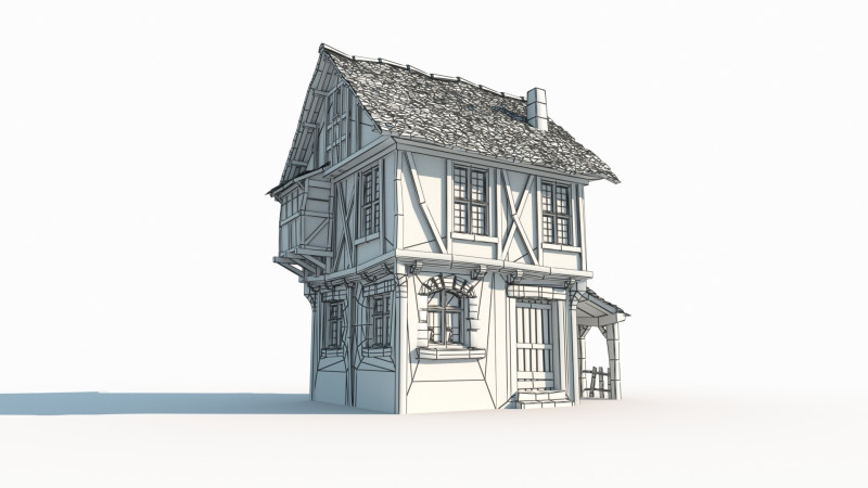 Medieval two-story house 3D Model in Buildings 3DExport
