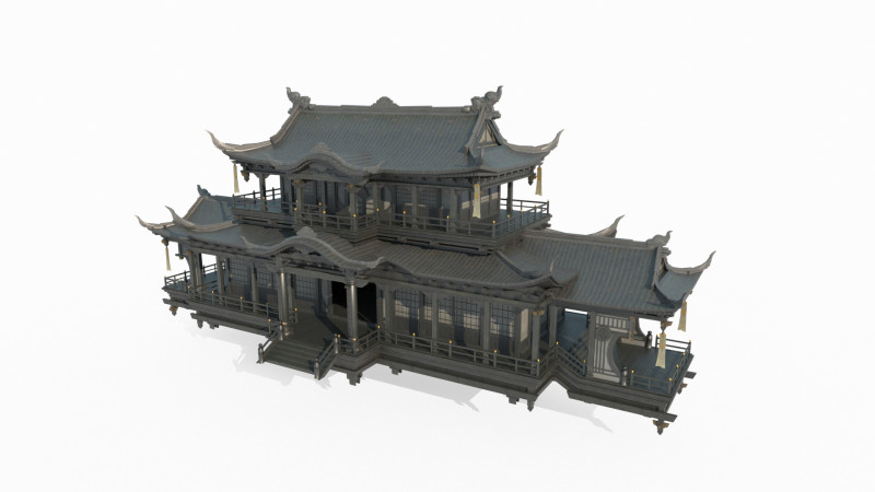 Ancient floating palaces in Asia 3D Model in Buildings 3DExport