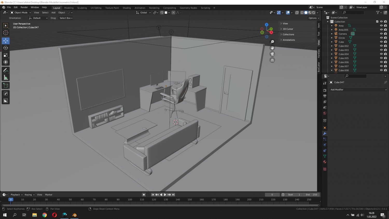 Isometric Gaming Room 3D Models in Bedroom 3DExport