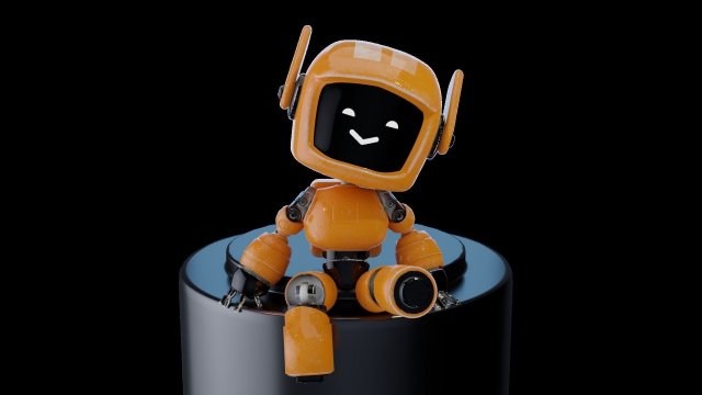 Orange Bot Rigged and Ready for Animation 3D Model in Robot 3DExport