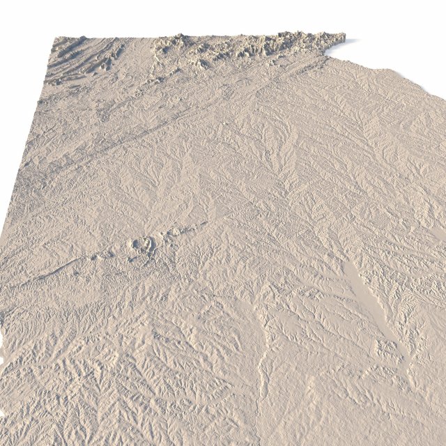 Topographic Map of Georgia USA STL Model 3D Print Model in Terrain 3DExport