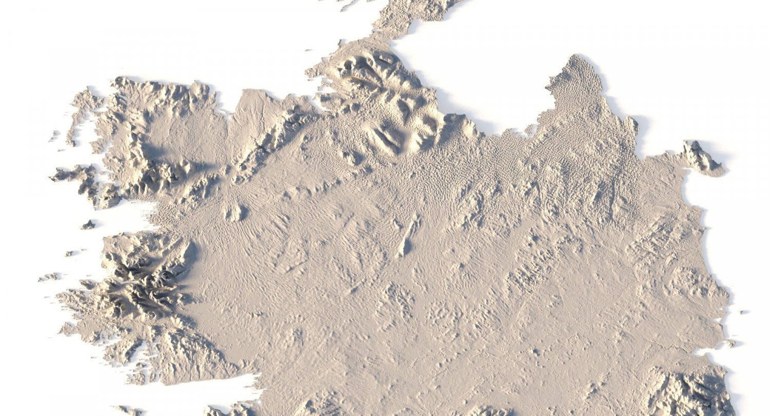 Ireland STL 3D Print Models in Terrain 3DExport