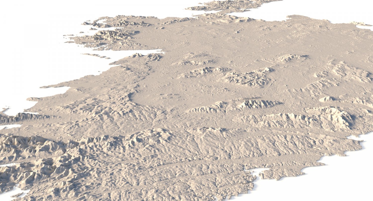 Ireland STL 3D Print Models in Terrain 3DExport