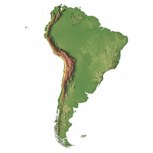 3D map of South America Modelo 3D in Paisajes 3DExport