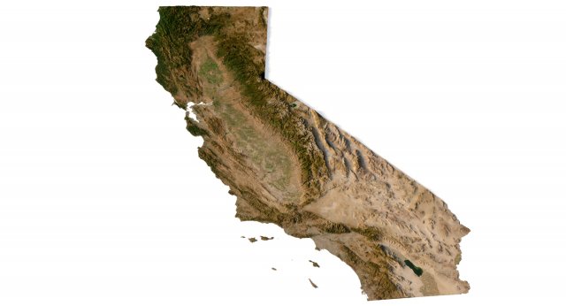 Relief map of California 3D Model in Landscapes 3DExport