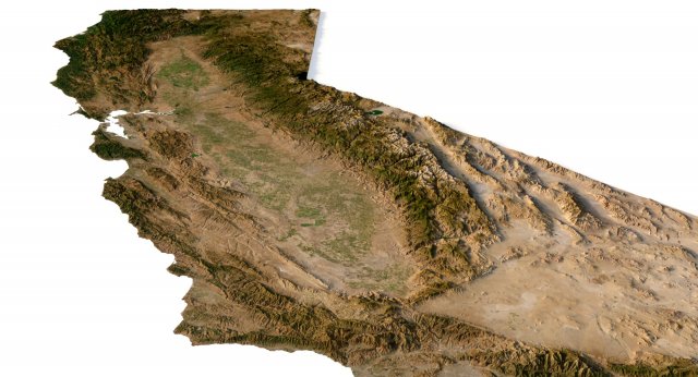 Relief map of California 3D Model in Landscapes 3DExport