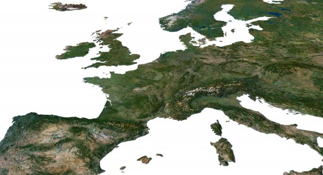 Europe Terrain 3D Map 3D Model in Landscapes 3DExport