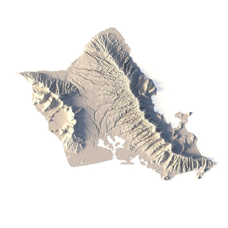 Hawaii Topographic Map STL Model 3D Baskı Modeli in Arazi 3DExport